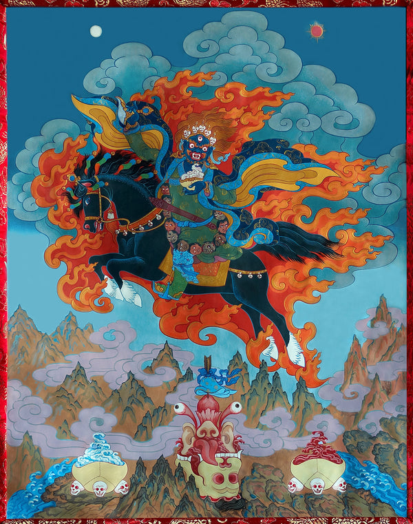 Shanglon Medicine Protector Wrathful Manifestation Thangka - Pure Land ...
